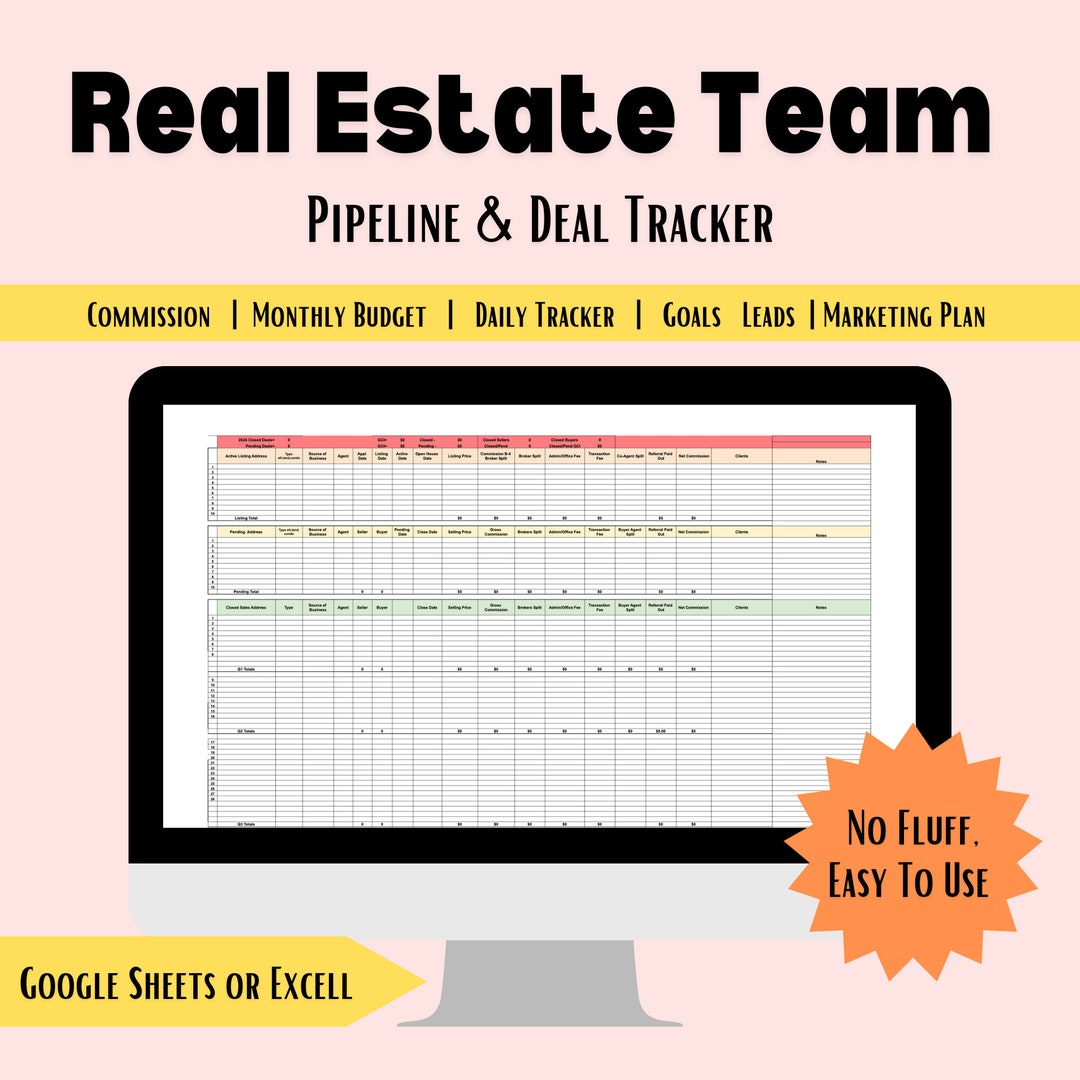 Real Estate Sales Tracker | Real Estate Agent Business Planner | Google ...