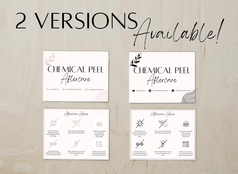 Chemical Peel Aftercare Cards - Printable & Customizable Care ...