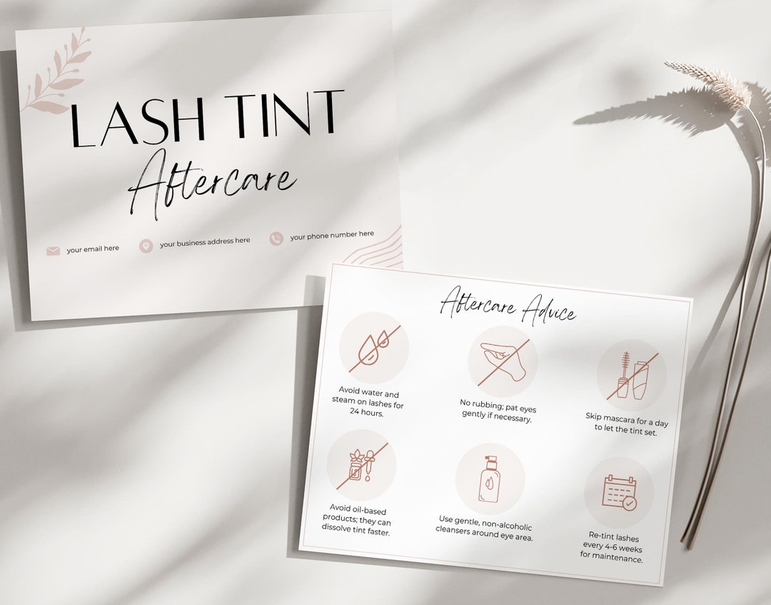 Lash Tint Aftercare Cards - Printable & Customizable Care Instruction ...