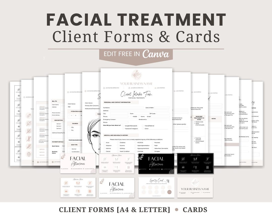 Editable Facial Treatment and Client Forms – Client Intake, Consent ...