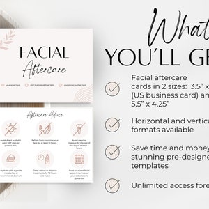 Facial Aftercare Cards - Printable & Customizable Care Instruction ...