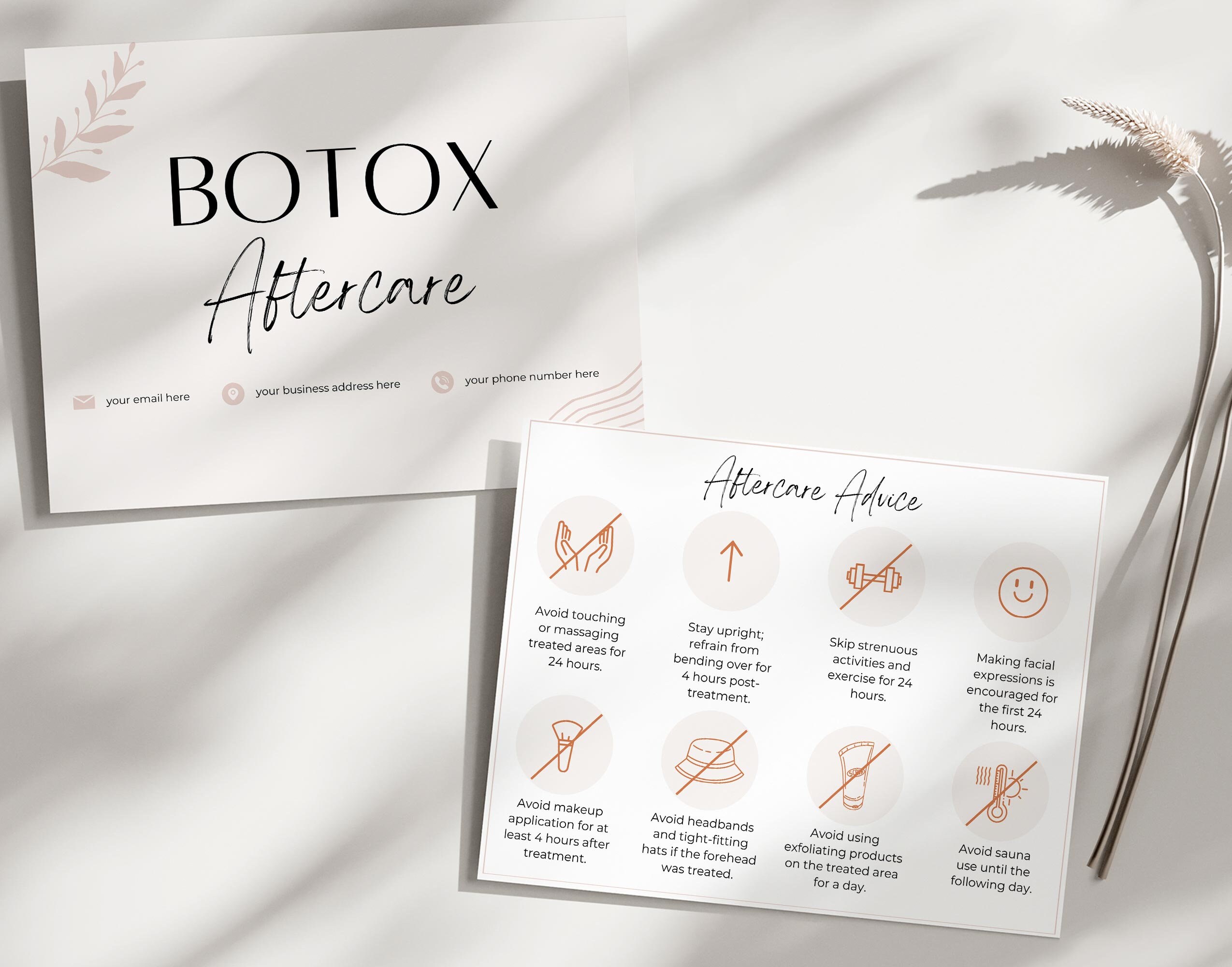 Botox Aftercare Cards - Printable & Customizable Care Instruction ...