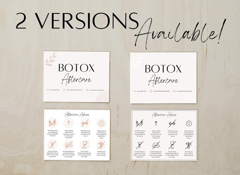 Botox Aftercare Cards - Printable & Customizable Care Instruction ...
