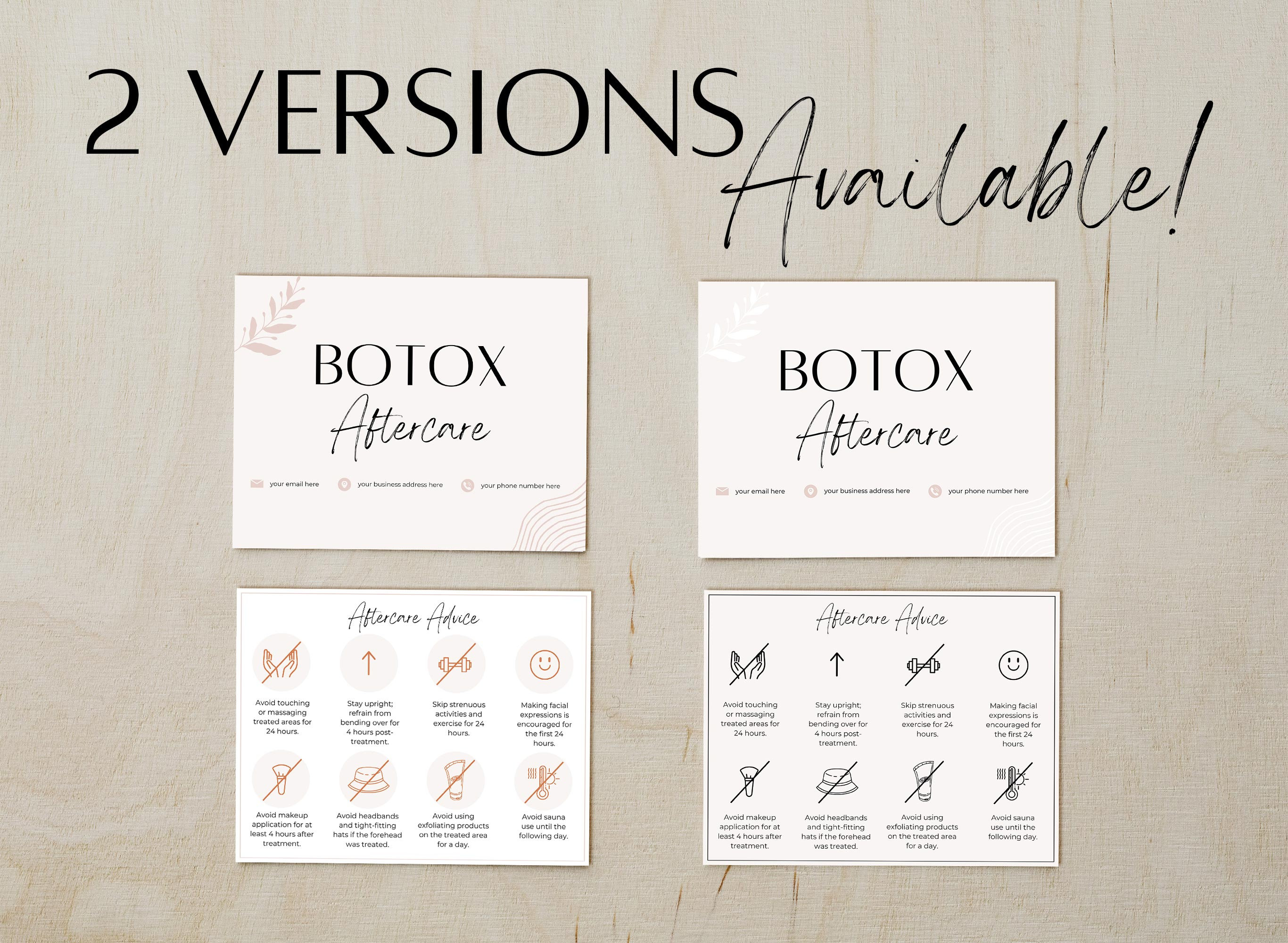 Botox Aftercare Cards - Printable & Customizable Care Instruction ...