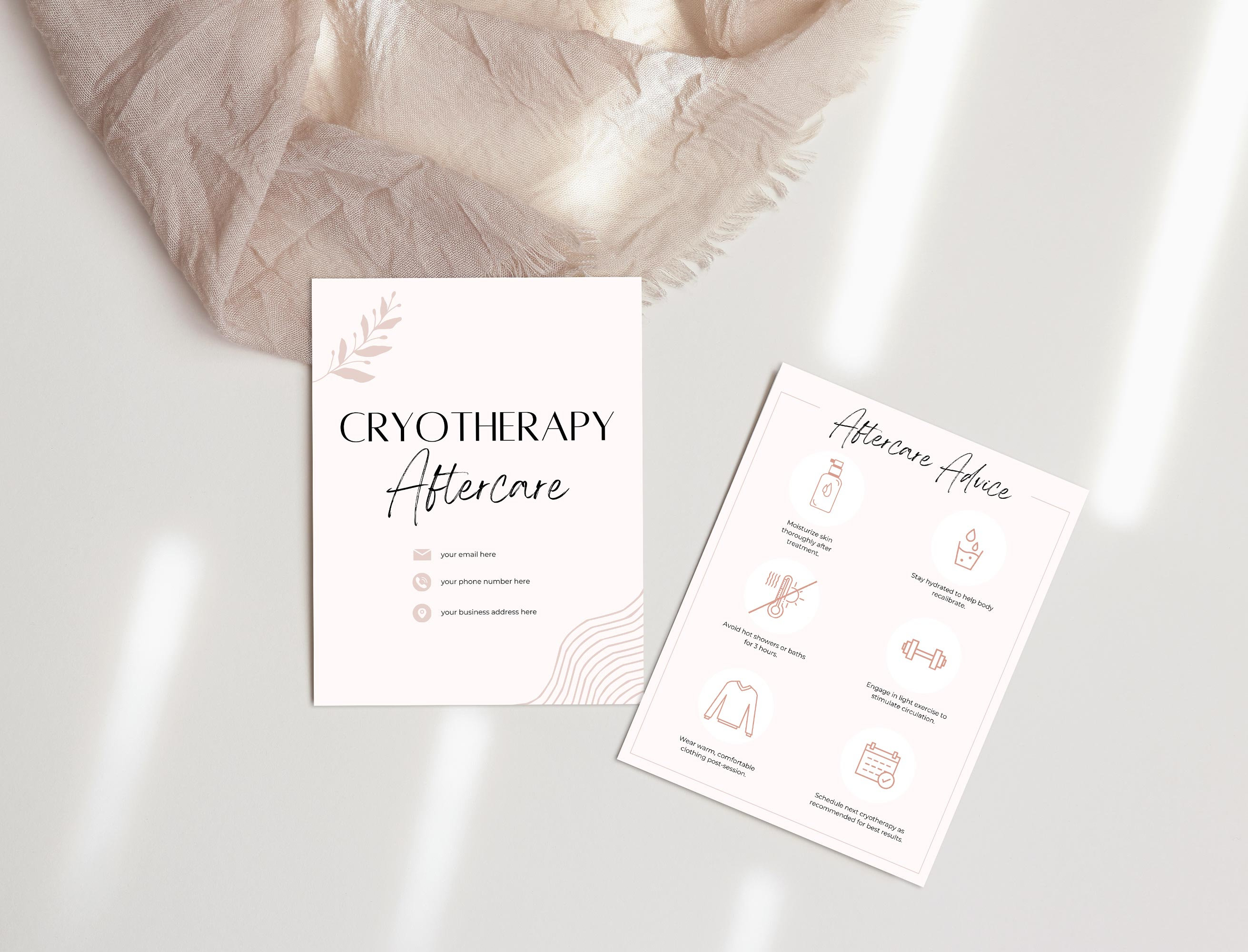 Cryotherapy Aftercare Cards - Printable & Customizable Care Instruction ...
