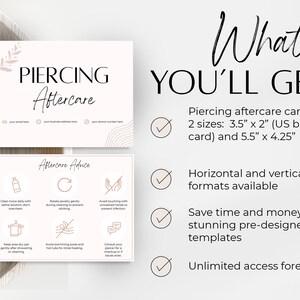Piercing Aftercare Cards - Printable Customizable Care Instruction ...