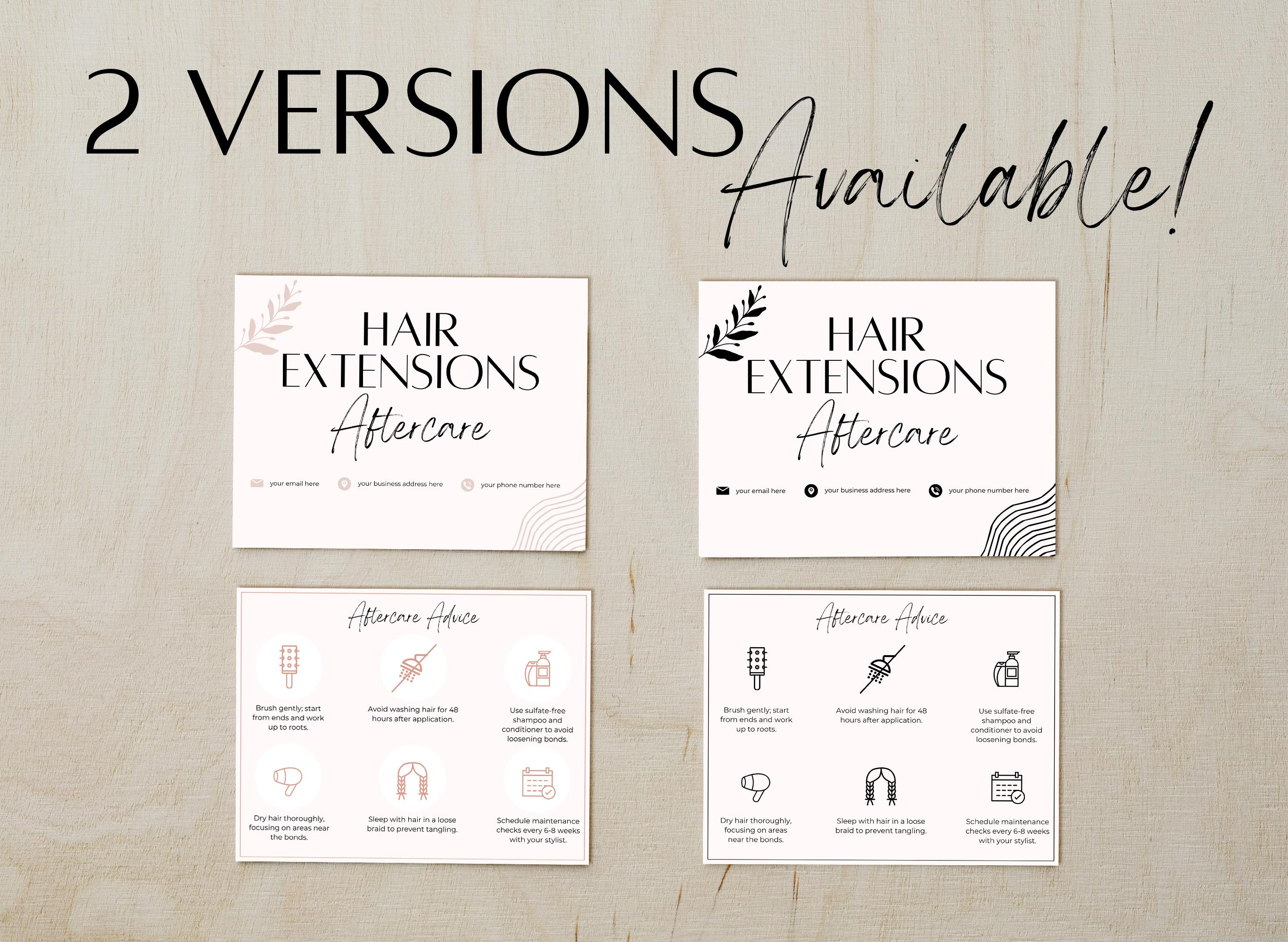 Hair Extensions Aftercare Cards - Printable & Customizable Care ...