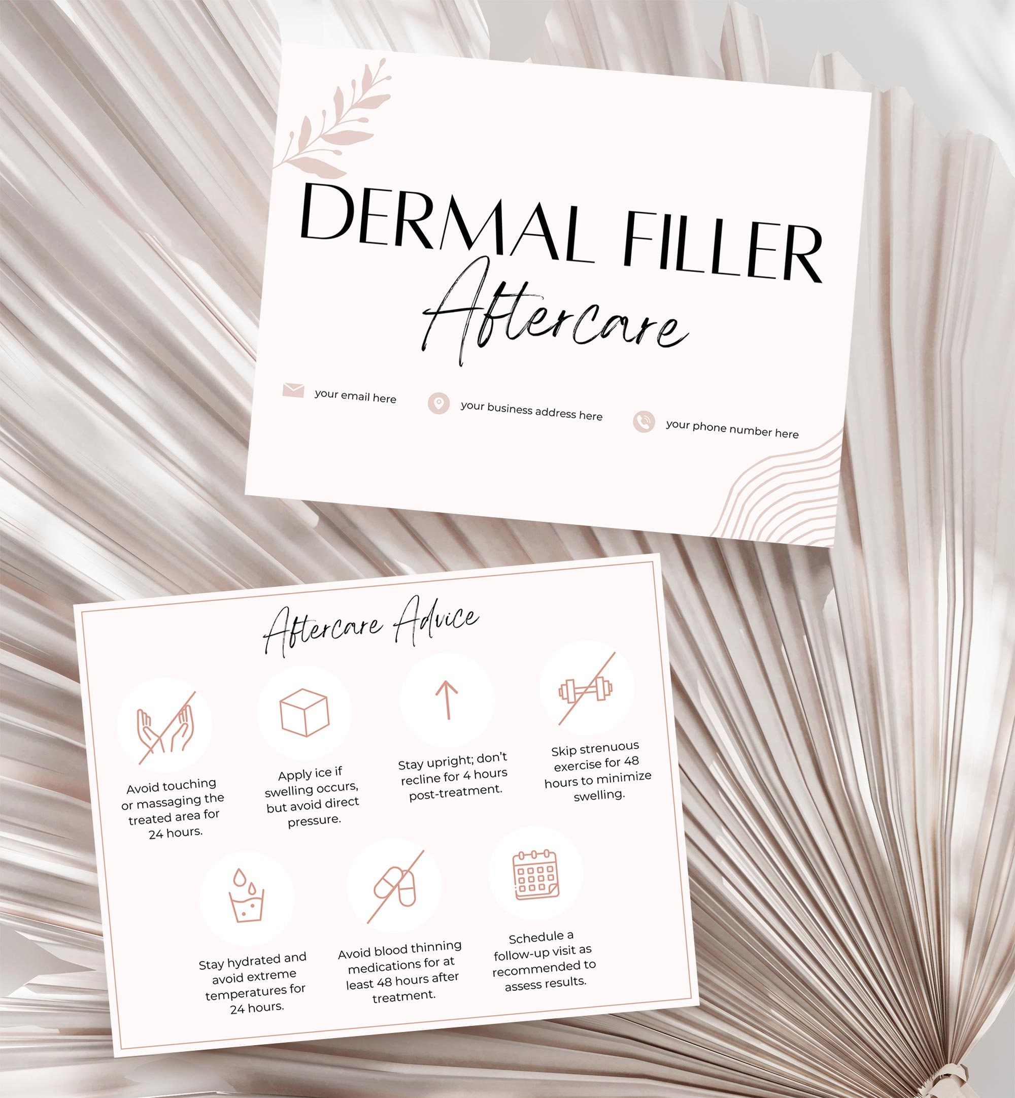 Dermal Filler Aftercare Cards - Printable & Customizable After Care ...