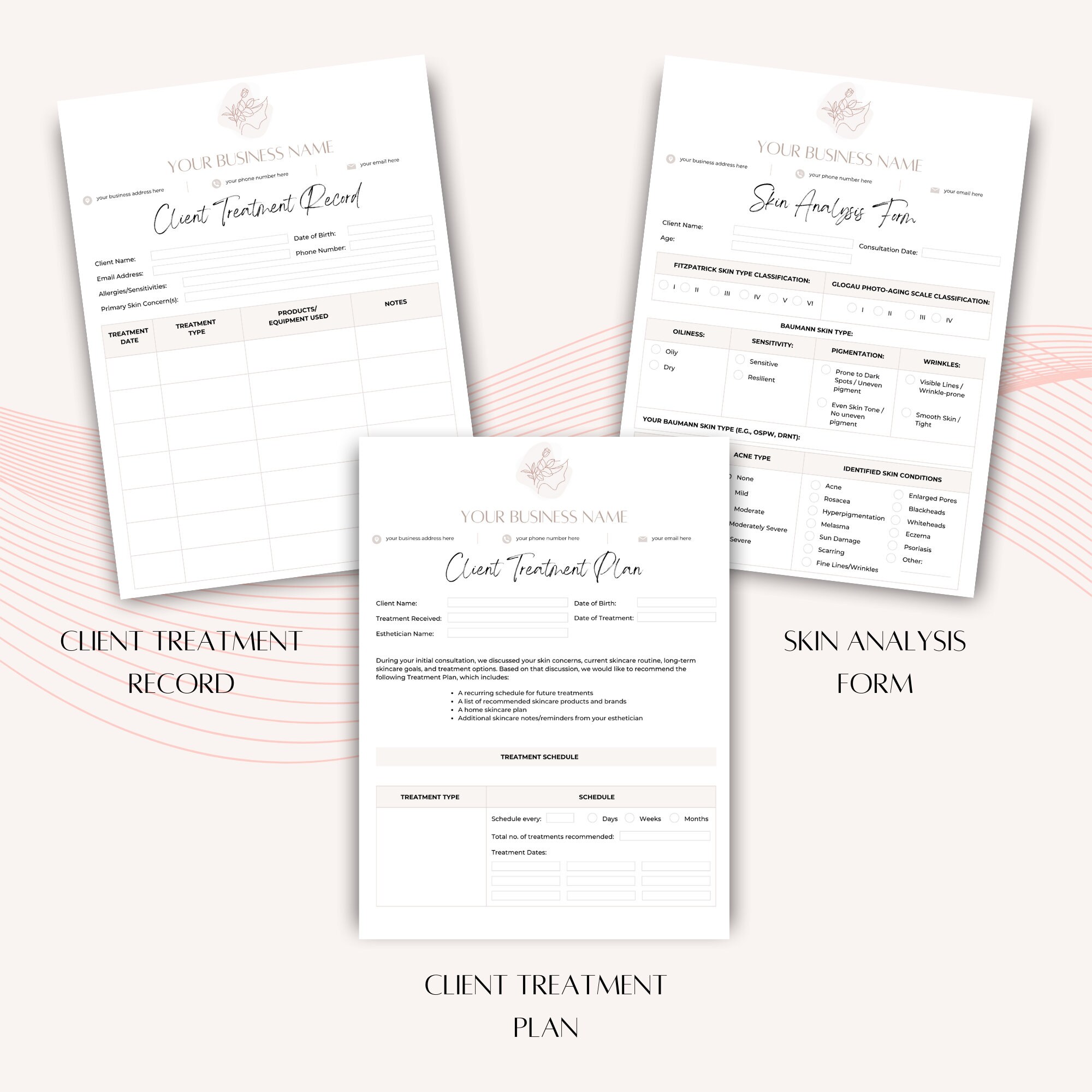 General Esthetician Forms Bundle - Editable Client Intake, Consent ...