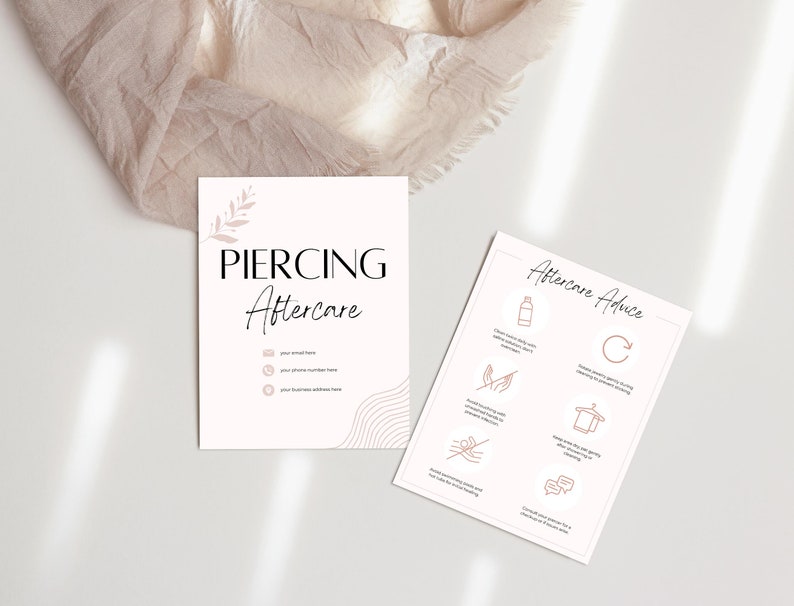 Piercing Aftercare Cards - Printable Customizable Care Instruction ...