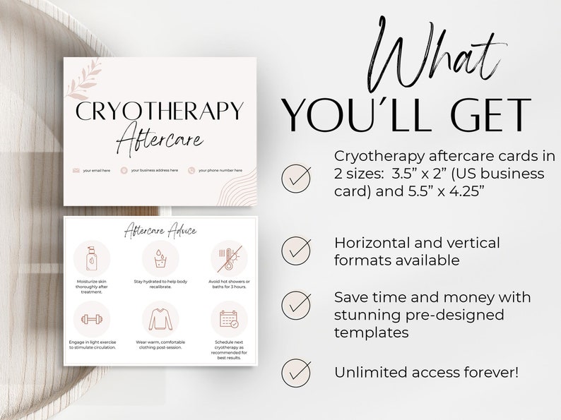 Cryotherapy Aftercare Cards - Printable & Customizable Care Instruction ...