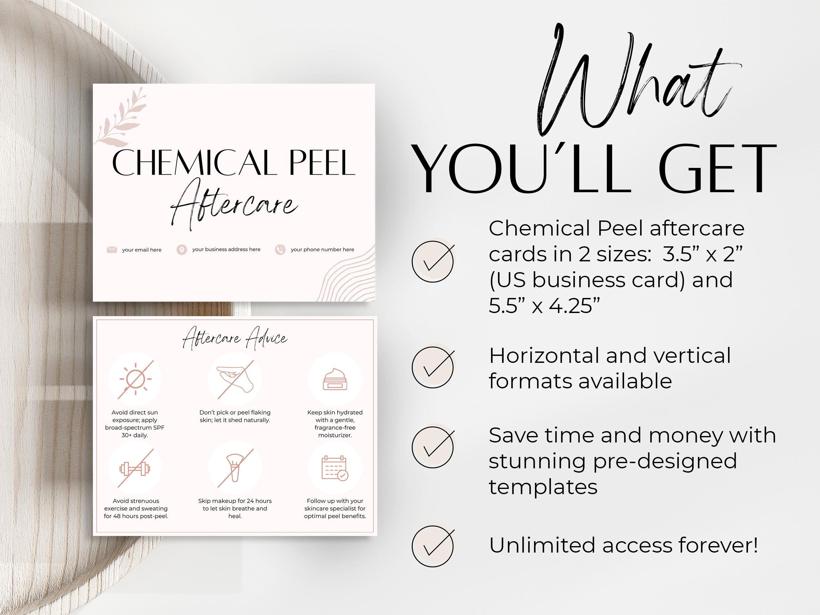 Chemical Peel Aftercare Cards Printable & Customizable Care Instruction ...
