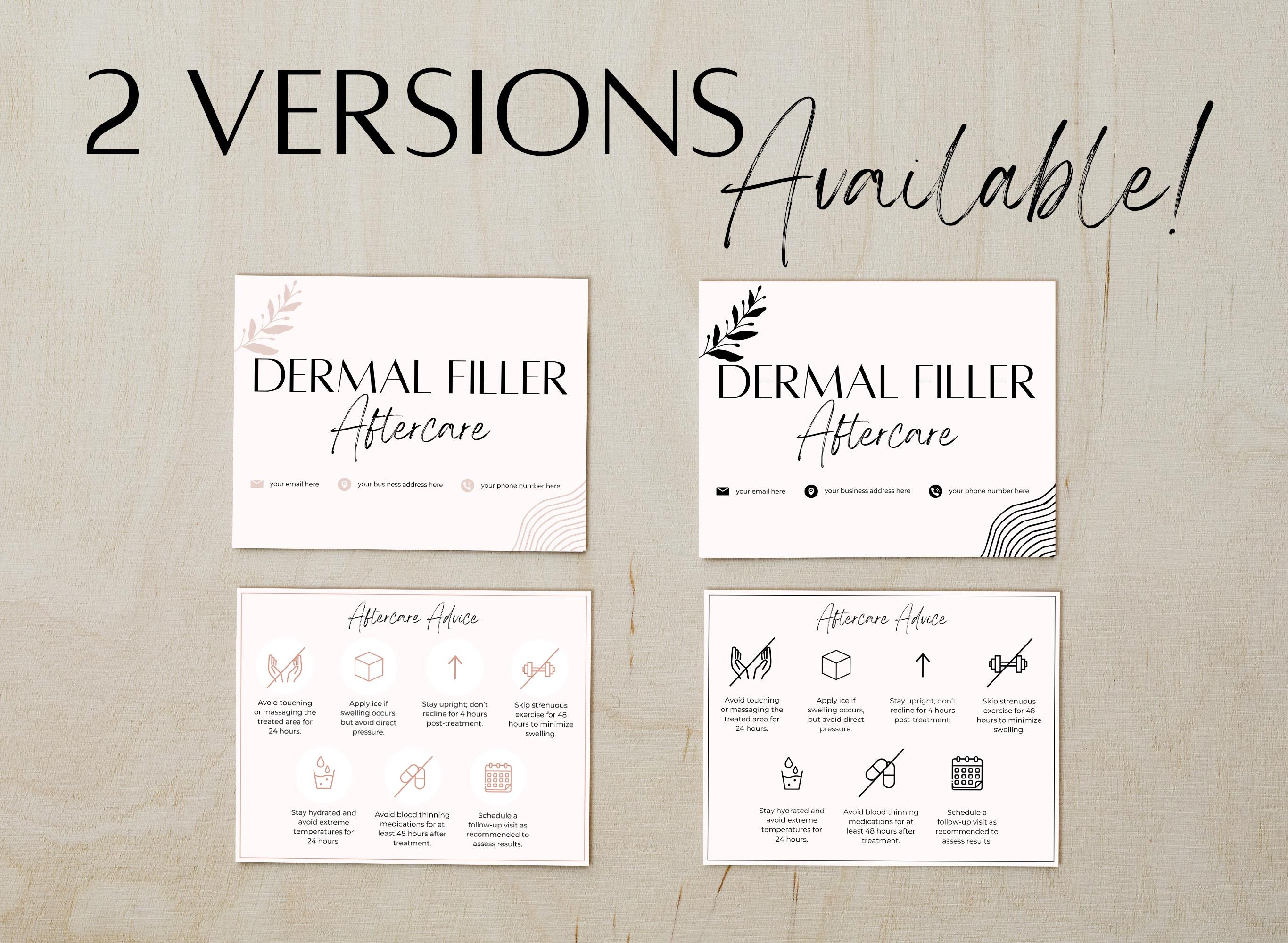 Dermal Filler Aftercare Cards - Printable & Customizable After Care ...