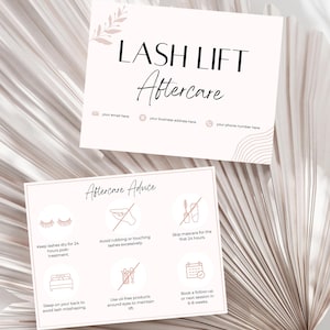 Lash Lift Aftercare Cards - Printable & Customizable Care Instruction ...