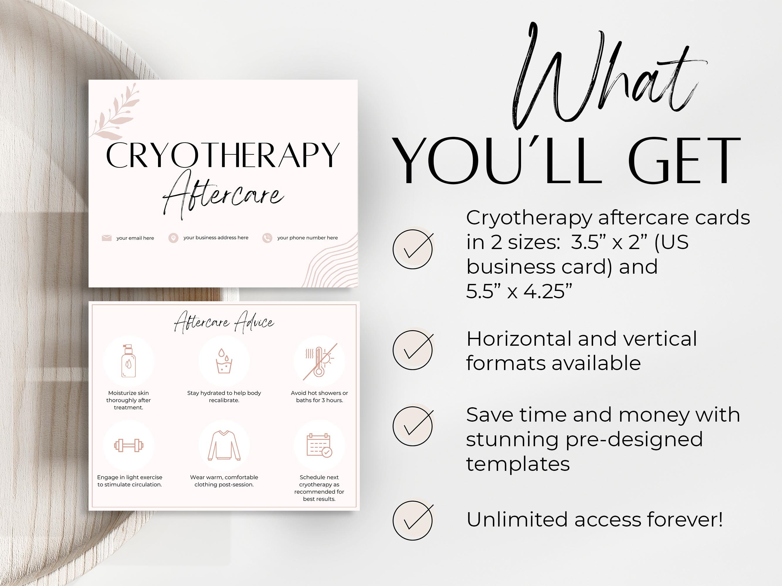 Cryotherapy Aftercare Cards - Printable & Customizable Care Instruction ...