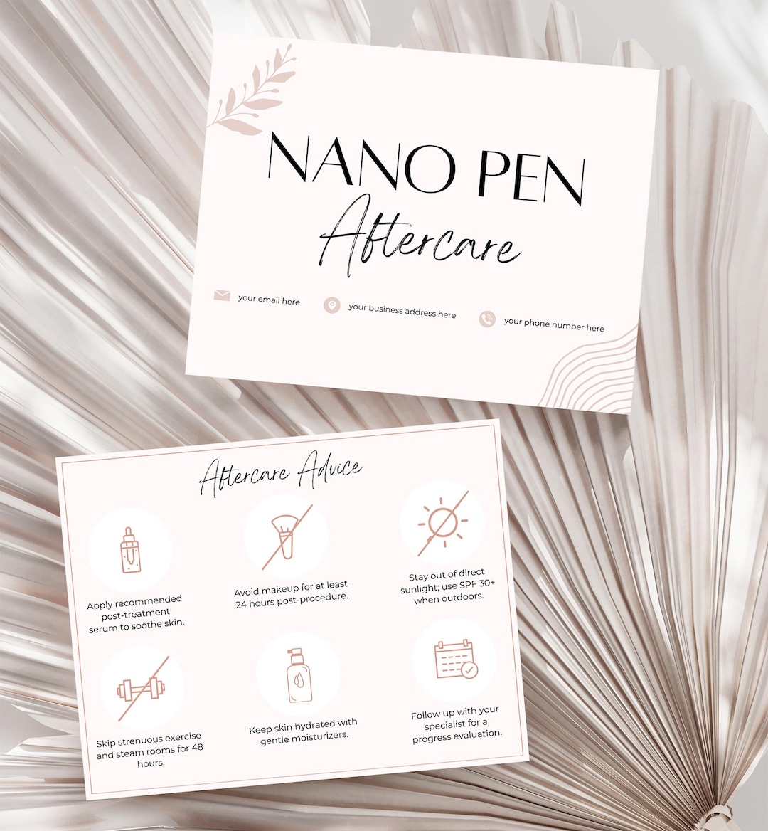 Nano Pen Aftercare Cards - Printable & Customizable Care Instruction ...