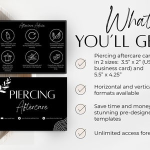 Piercing Aftercare Cards - Editable Post-treatment Care Card Templates ...