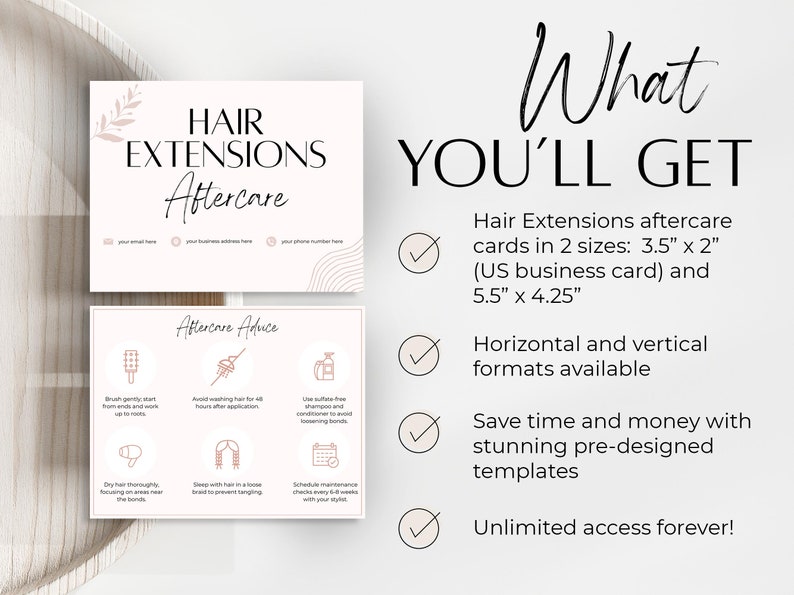Hair Extensions Aftercare Cards - Printable & Customizable Care ...
