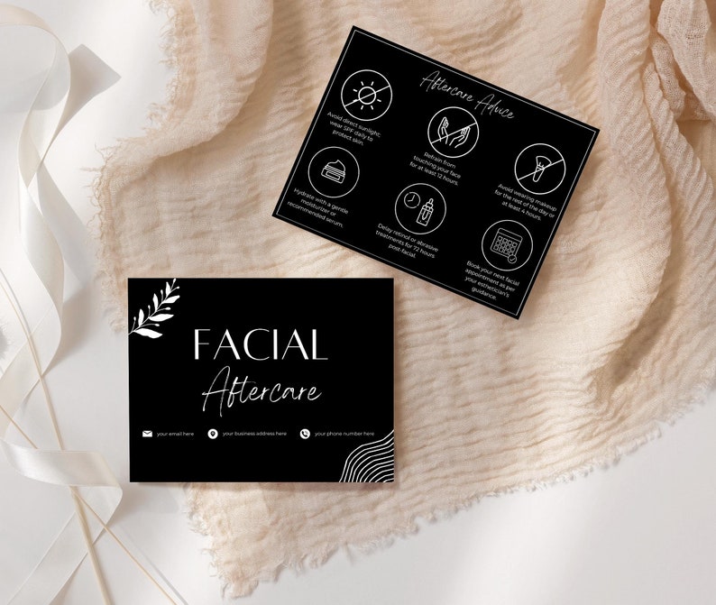 Facial Aftercare Cards - Editable Post-treatment Care Card Templates ...