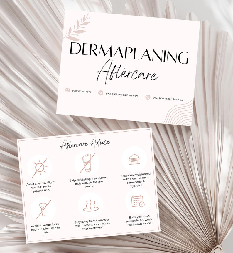 Dermplaning Aftercare Cards - Printable Customizable Care Instruction ...