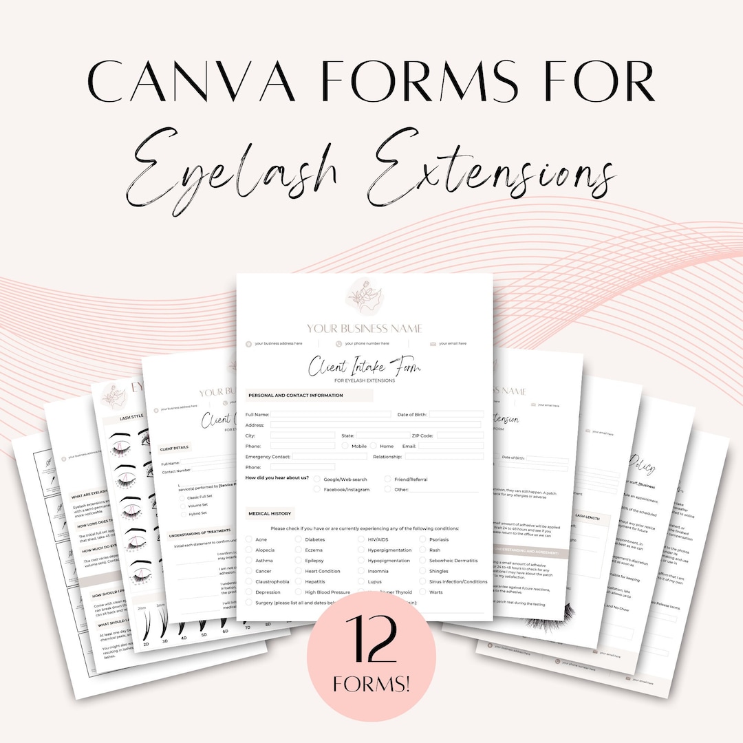 Eyelash Extension Forms - Editable Client Intake, Consent, Consultation ...