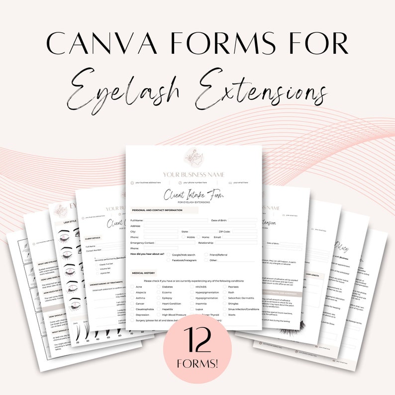 Eyelash Extension Forms - Editable Client Intake, Consent, Consultation ...