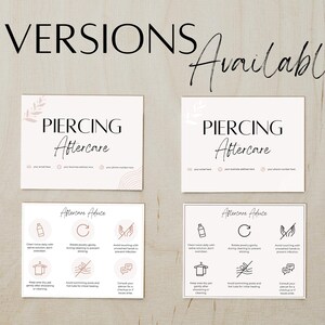 Printable Piercing Aftercare Cards – Customizable Templates (digital ...