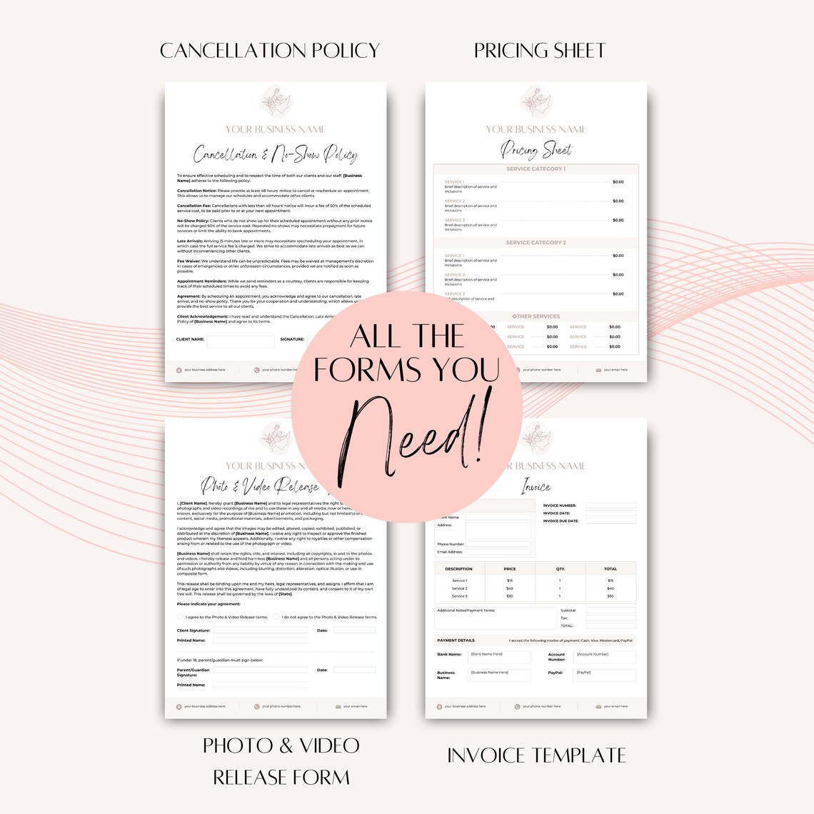 General Esthetician Forms Bundle - Editable Client Intake, Consent ...