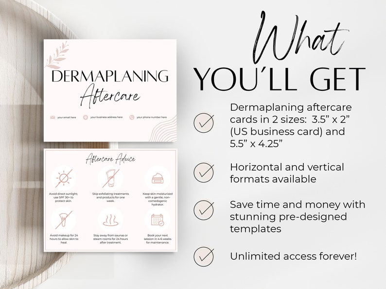 Dermplaning Aftercare Cards - Printable Customizable Care Instruction ...