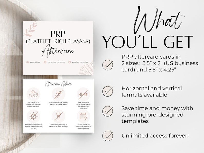 Platelet Rich Plasma PRP Aftercare Cards - Printable Customizable Care ...