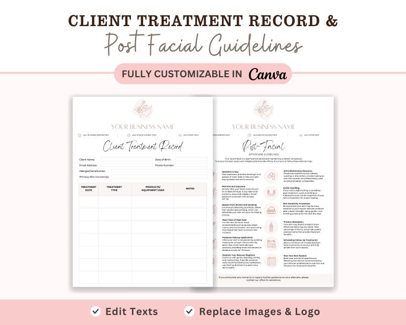 Editable Facial Treatment and Client Forms – Client Intake, Consent ...