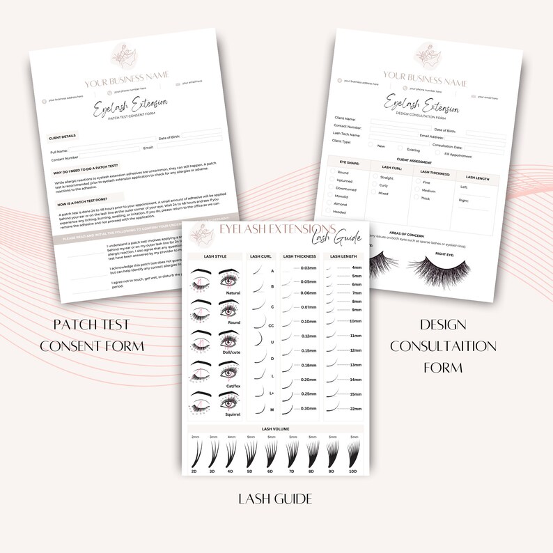 Eyelash Extension Forms - Editable Client Intake, Consent, Consultation ...