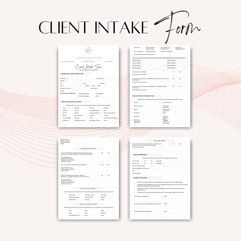 Microneedling Forms Editable Client Intake, Consent, Consultation Forms ...