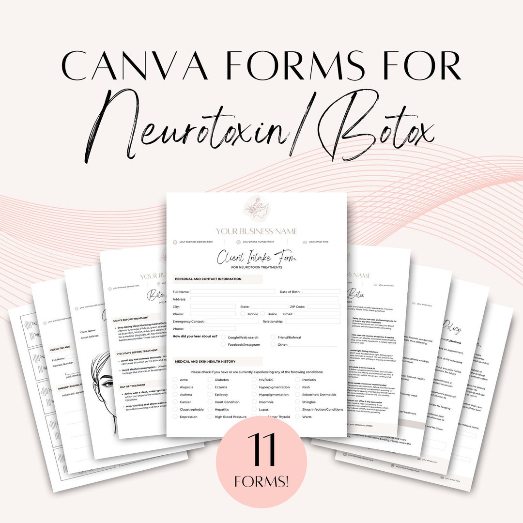 Neurotoxin Botox Forms - Editable Client Intake, Consent, Consultation ...