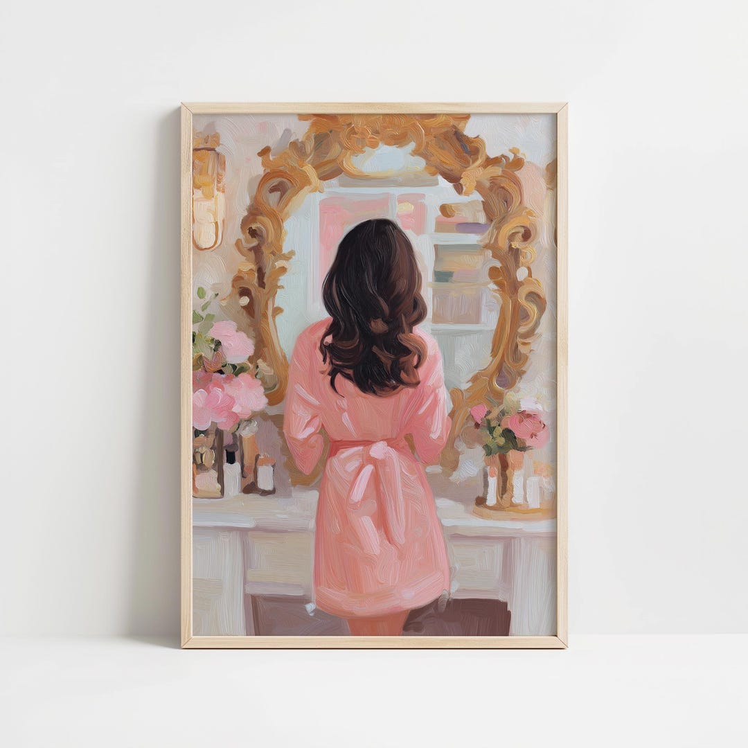 Vintage Vanity Pastel Wall Art - Soft Feminine Hair Salon Decor, Woman ...