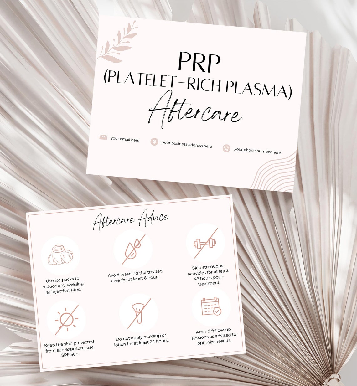 Platelet Rich Plasma PRP Aftercare Cards - Printable Customizable Care ...