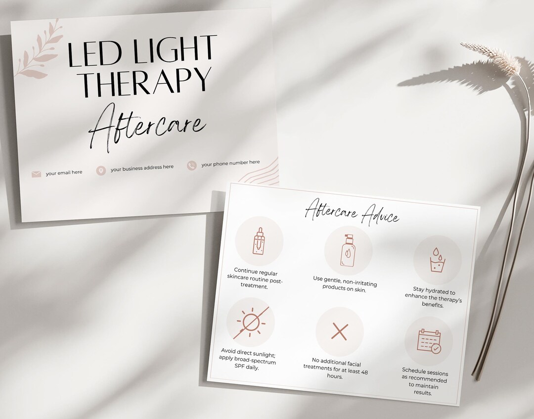 LED Light Therapy Aftercare Cards - Printable & Customizable Care ...