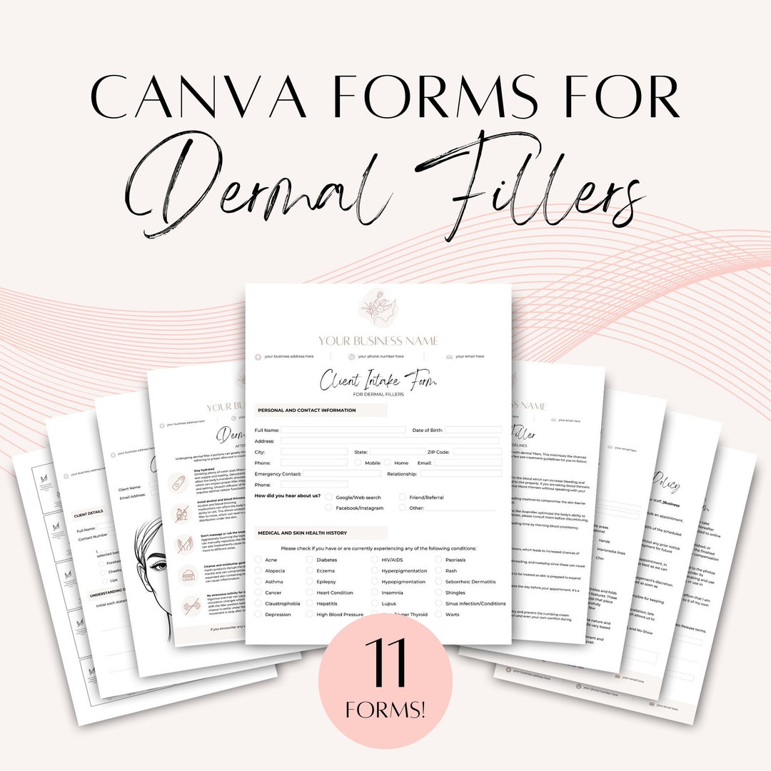 Dermal Filler Forms - Editable Client Intake, Consent, Consultation ...