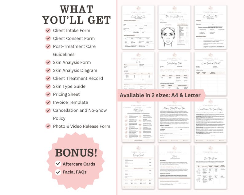 Editable Facial Treatment and Client Forms – Client Intake, Consent ...