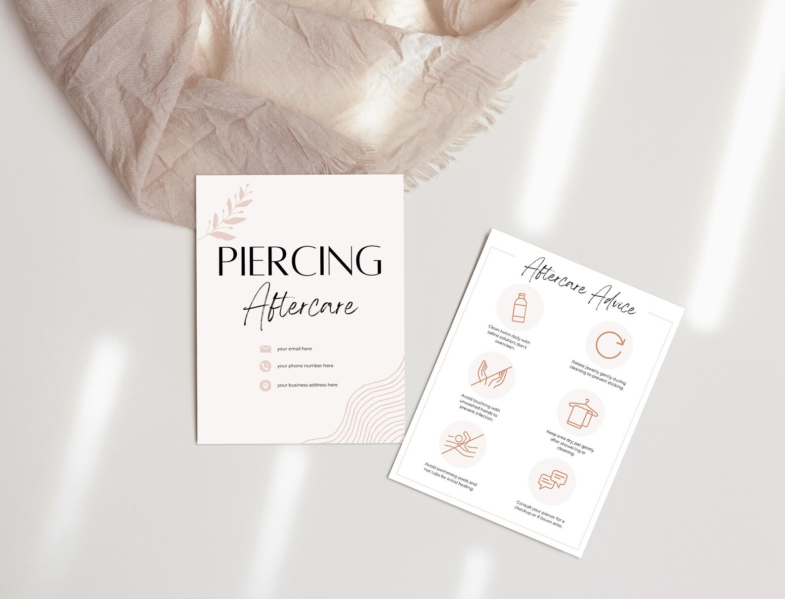 Printable Piercing Aftercare Cards – Customizable Templates (digital ...