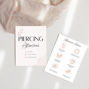 Printable Piercing Aftercare Cards – Customizable Templates (digital ...
