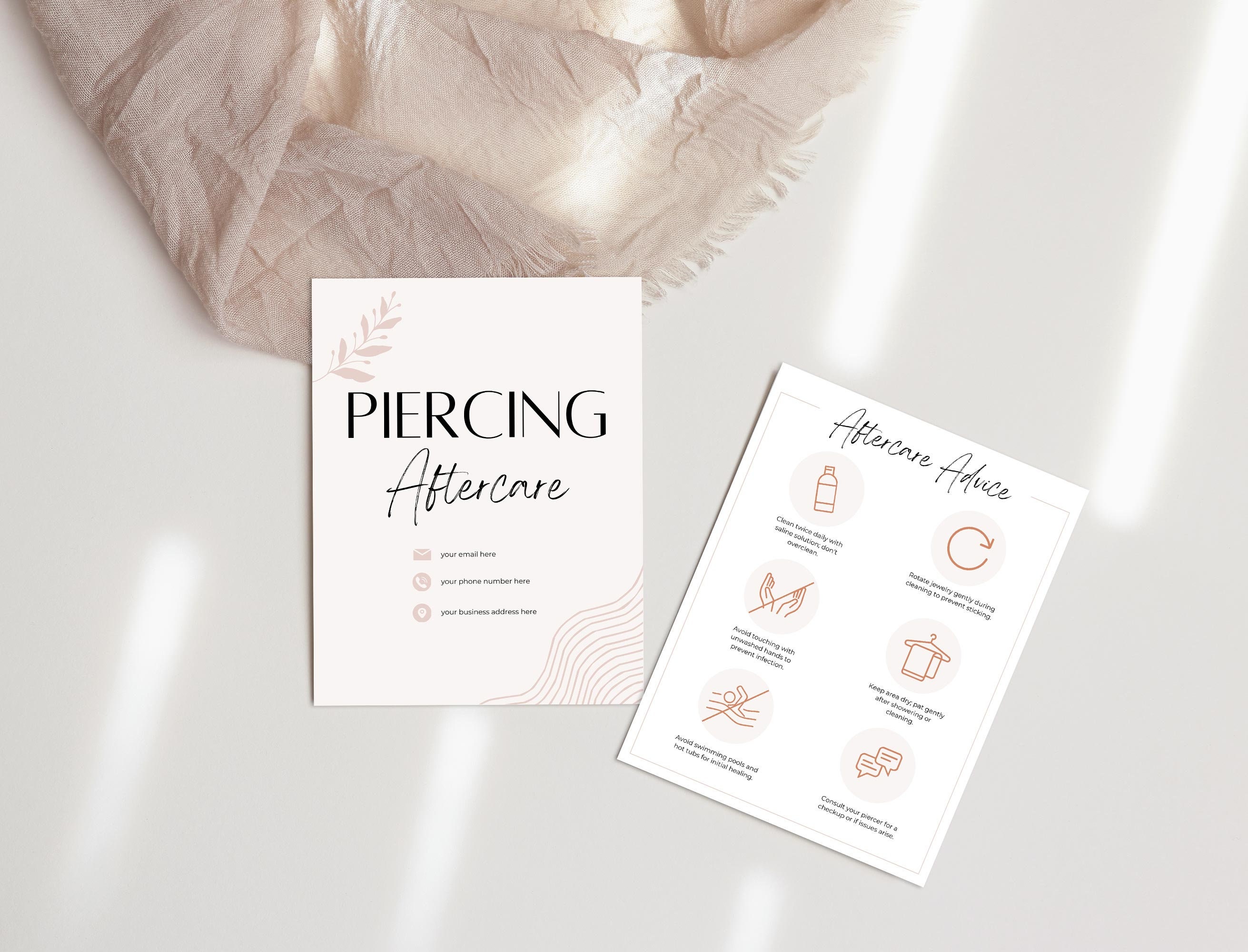 Piercing Aftercare Cards - Printable Customizable Care Instruction ...