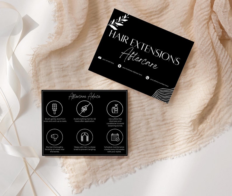 Hair Extensions Aftercare Cards - Editable Post-treatment Care Card ...