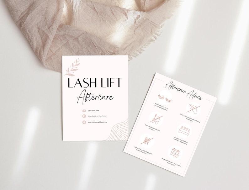 Lash Lift Aftercare Cards - Printable & Customizable Care Instruction ...