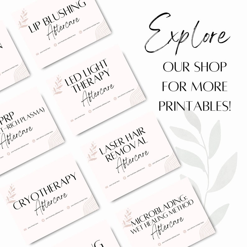 Lash Lift Aftercare Cards Printable & Customizable Care Instruction ...