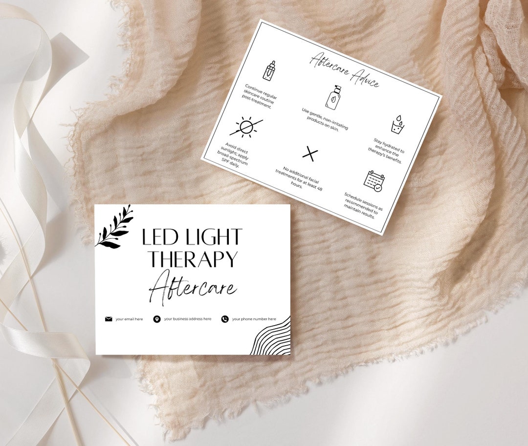 LED Light Therapy Aftercare Cards - Printable & Customizable Care ...