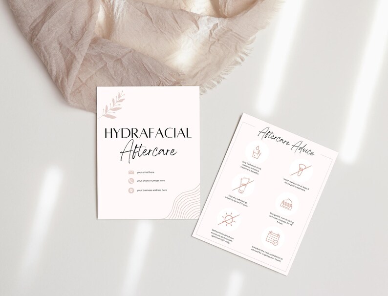 Hydrafacial Aftercare Cards - Printable Customizable Care Instruction ...