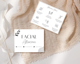 Facial Aftercare Cards Printable & Customizable Care Instruction ...