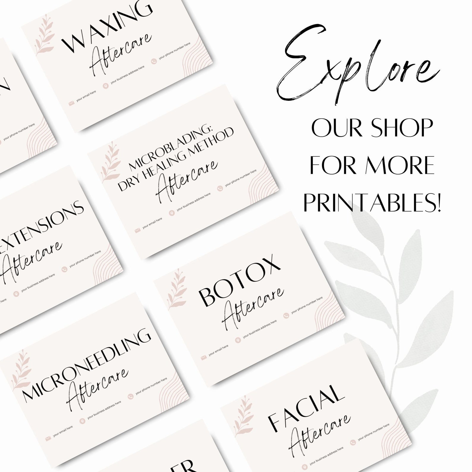Facial Aftercare Cards - Printable & Customizable Care Instruction ...