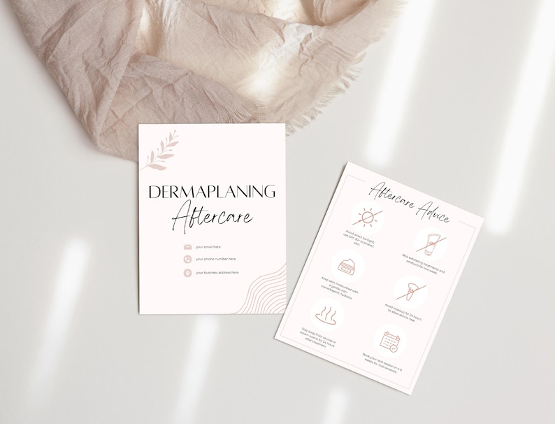 Dermplaning Aftercare Cards - Printable Customizable Care Instruction ...